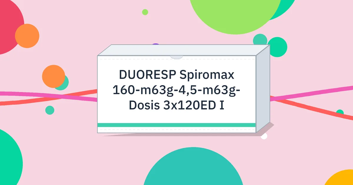 Symbolbild: Packung mit der Aufschrift DUORESP Spiromax 160-m63g-4,5-m63g-Dosis 3x120ED I (PZN 11183854) – Verfügbarkeit und Bezug in Apotheken in Frankfurt am Main