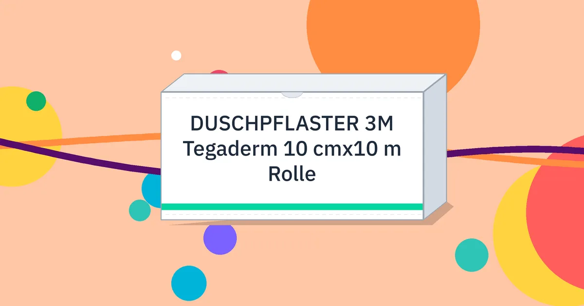 Symbolbild: Packung mit der Aufschrift DUSCHPFLASTER 3M Tegaderm 10 cmx10 m Rolle (PZN 15255125) – Verfügbarkeit und Bezug in Apotheken in Frankfurt am Main