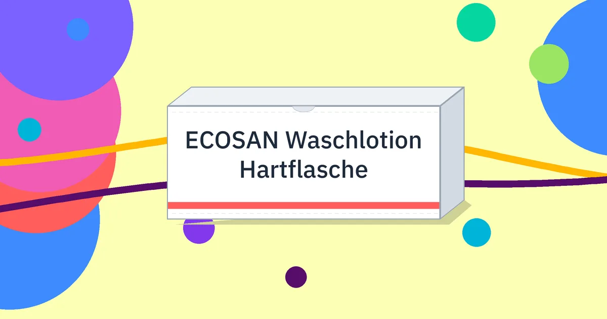 Symbolbild: Packung mit der Aufschrift ECOSAN Waschlotion Hartflasche (PZN 11483013) – Verfügbarkeit und Bezug in Apotheken in Frankfurt am Main