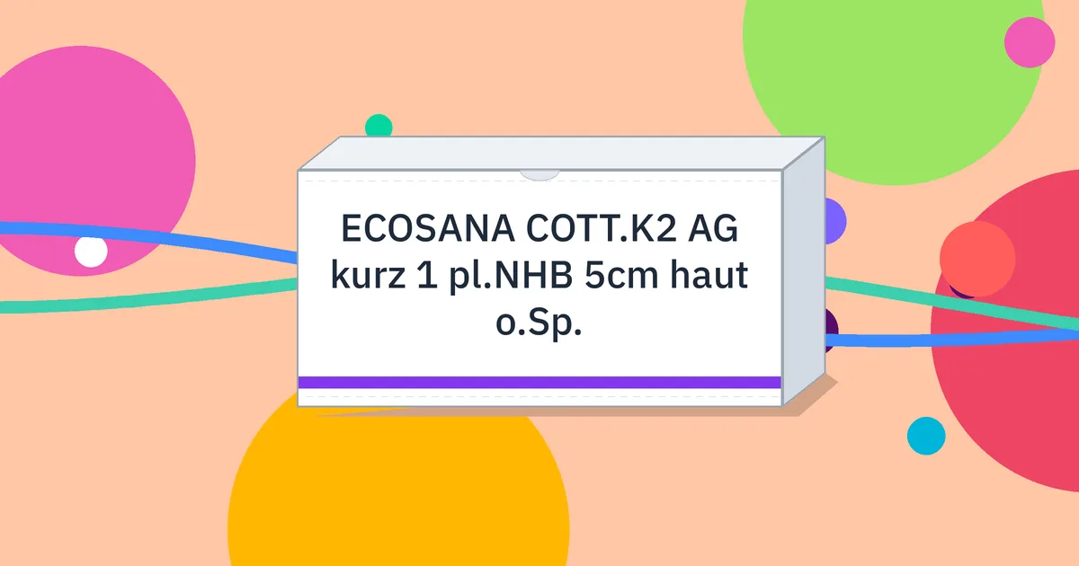 Symbolbild: Packung mit der Aufschrift ECOSANA COTT.K2 AG kurz 1 pl.NHB 5cm haut o.Sp. (PZN 16948793) – Verfügbarkeit und Bezug in Apotheken in Frankfurt am Main