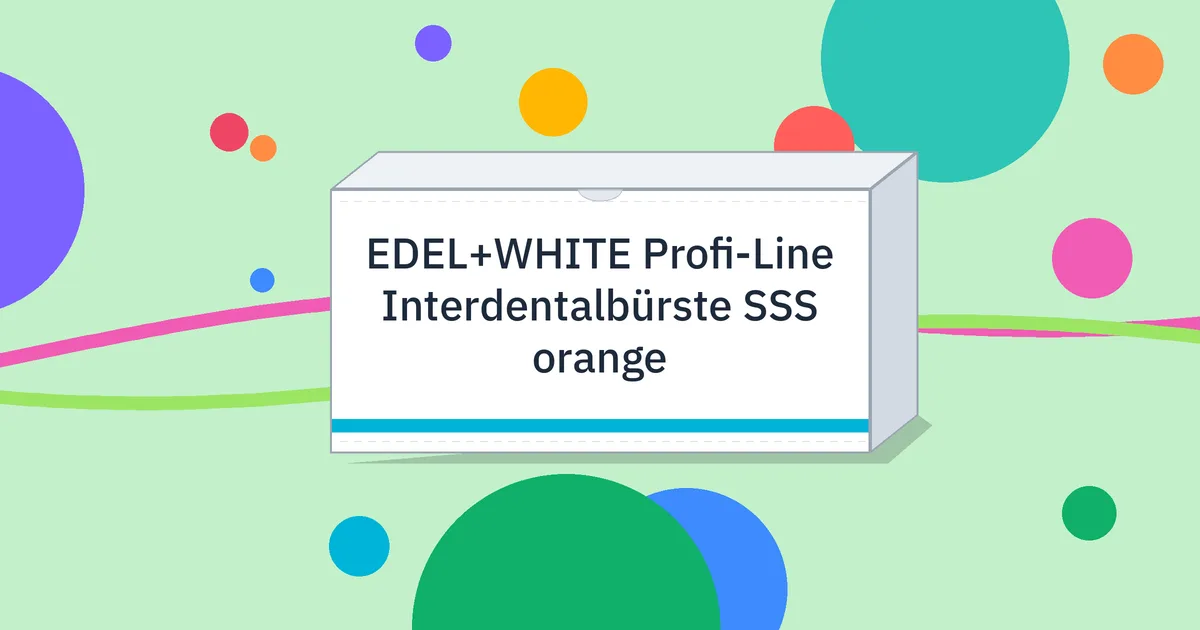 Symbolbild: Packung mit der Aufschrift EDEL+WHITE Profi-Line Interdentalbürste SSS orange (PZN 17180578) – Verfügbarkeit und Bezug in Apotheken in Frankfurt am Main