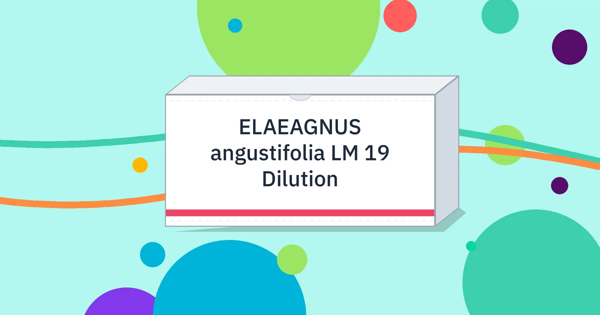 Symbolbild: Packung mit der Aufschrift ELAEAGNUS angustifolia LM 19 Dilution (PZN 13469419) – Verfügbarkeit und Bezug in Apotheken in Frankfurt am Main