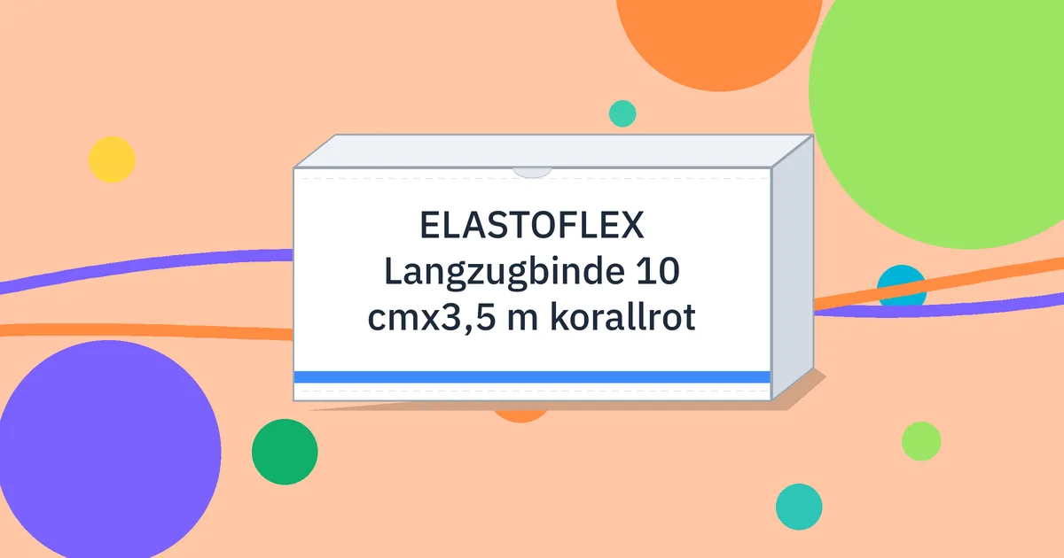 Symbolbild: Packung mit der Aufschrift ELASTOFLEX Langzugbinde 10 cmx3,5 m korallrot (PZN 17175330) – Verfügbarkeit und Bezug in Apotheken in Frankfurt am Main