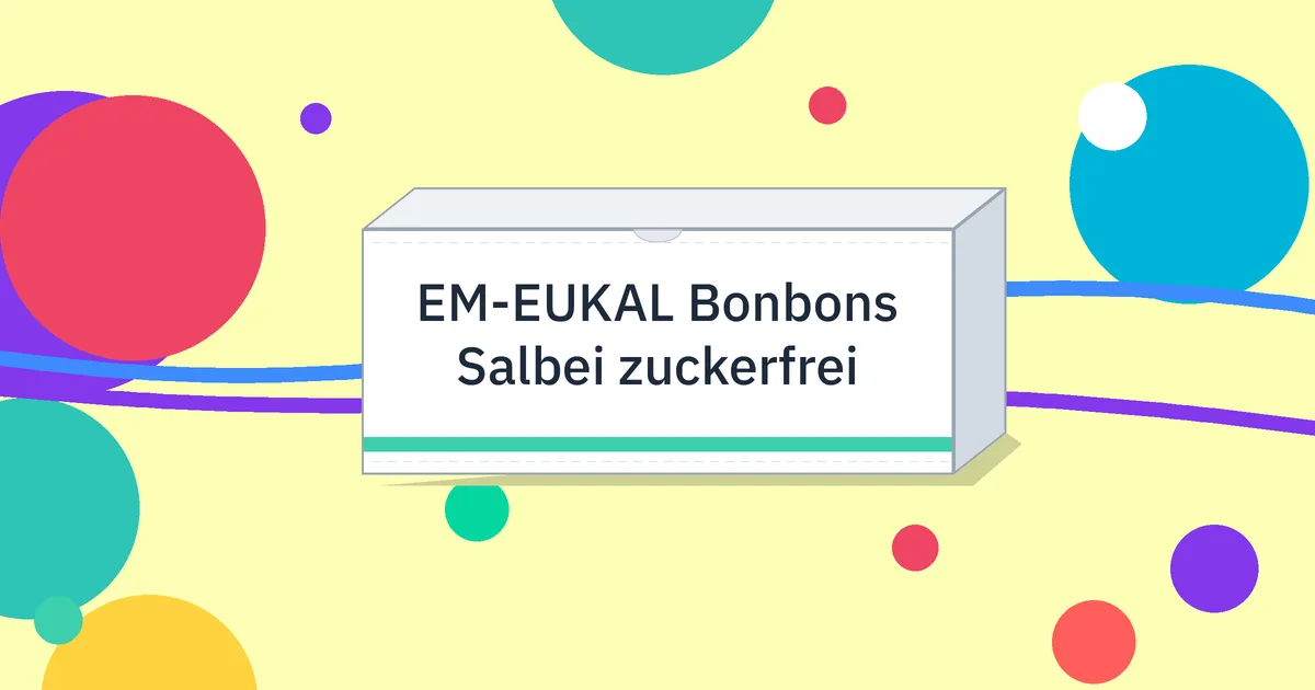 Symbolbild: Packung mit der Aufschrift EM-EUKAL Bonbons Salbei zuckerfrei (PZN 03166528) – Verfügbarkeit und Bezug in Apotheken in Frankfurt am Main