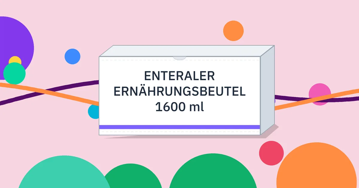 Symbolbild: Packung mit der Aufschrift ENTERALER ERNÄHRUNGSBEUTEL 1600 ml (PZN 13361142) – Verfügbarkeit und Bezug in Apotheken in Frankfurt am Main