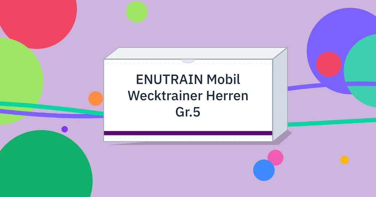 Symbolbild: Packung mit der Aufschrift ENUTRAIN Mobil Wecktrainer Herren Gr.5 (PZN 09200812) – Verfügbarkeit und Bezug in Apotheken in Frankfurt am Main