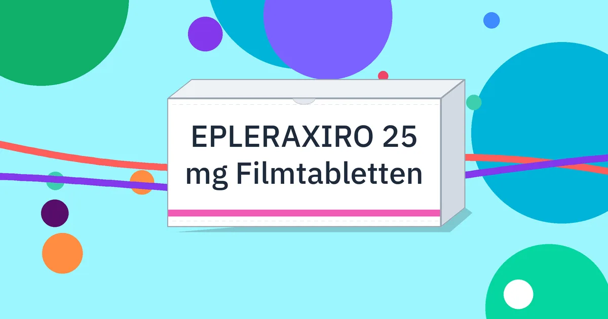 Symbolbild: Packung mit der Aufschrift EPLERAXIRO 25 mg Filmtabletten (PZN 19855081) – Verfügbarkeit und Bezug in Apotheken in Frankfurt am Main