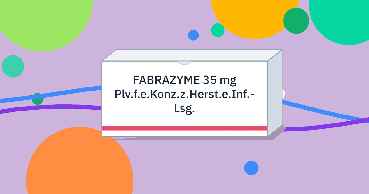 Symbolbild: Packung mit der Aufschrift FABRAZYME 35 mg Plv.f.e.Konz.z.Herst.e.Inf.-Lsg. (PZN 07337493) – Verfügbarkeit und Bezug in Apotheken in Frankfurt am Main