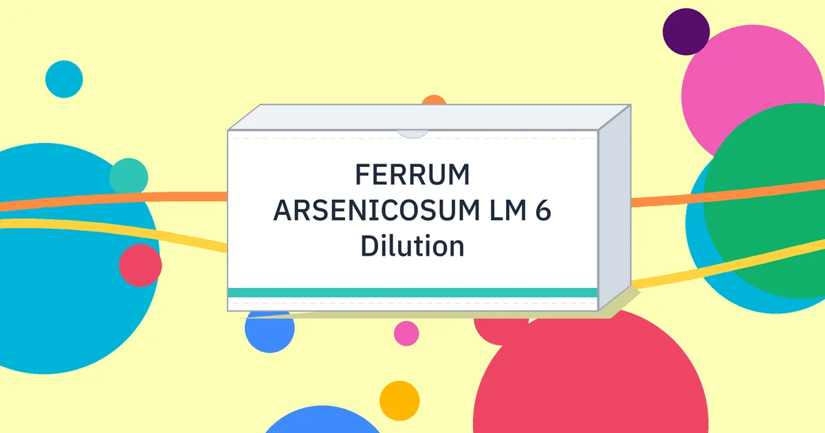 Symbolbild: Packung mit der Aufschrift FERRUM ARSENICOSUM LM 6 Dilution (PZN 08807179) – Verfügbarkeit und Bezug in Apotheken in Frankfurt am Main