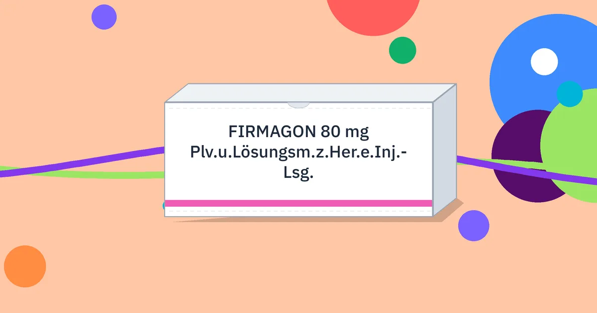 Symbolbild: Packung mit der Aufschrift FIRMAGON 80 mg Plv.u.Lösungsm.z.Her.e.Inj.-Lsg. (PZN 16698209) – Verfügbarkeit und Bezug in Apotheken in Frankfurt am Main