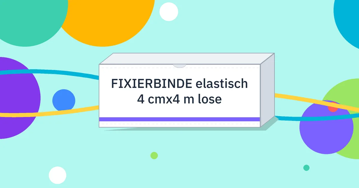 Symbolbild: Packung mit der Aufschrift FIXIERBINDE elastisch 4 cmx4 m lose (PZN 08821914) – Verfügbarkeit und Bezug in Apotheken in Frankfurt am Main