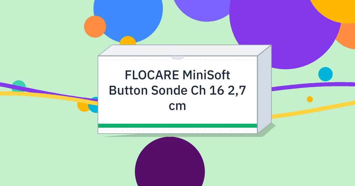 Symbolbild: Packung mit der Aufschrift FLOCARE MiniSoft Button Sonde Ch 16 2,7 cm (PZN 16019214) – Verfügbarkeit und Bezug in Apotheken in Frankfurt am Main