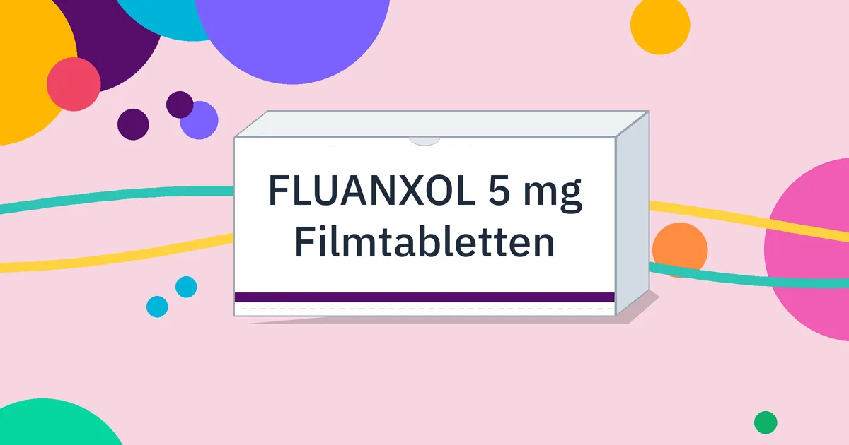 Symbolbild: Packung mit der Aufschrift FLUANXOL 5 mg Filmtabletten (PZN 19103820) – Verfügbarkeit und Bezug in Apotheken in Frankfurt am Main