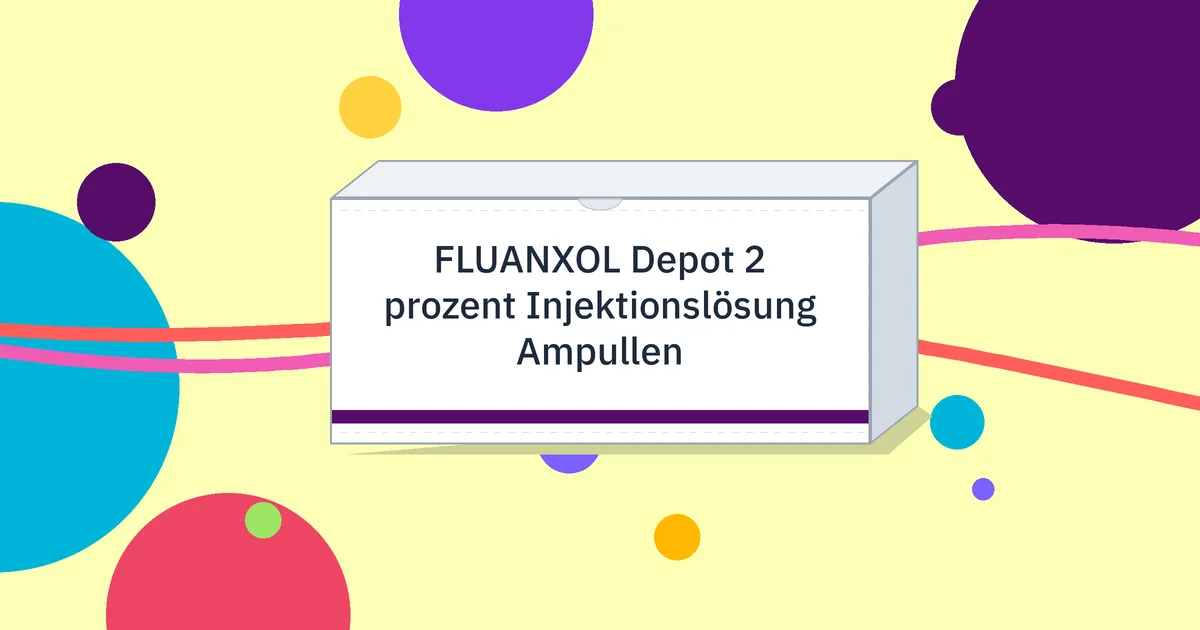 Symbolbild: Packung mit der Aufschrift FLUANXOL Depot 2 prozent Injektionslösung Ampullen (PZN 03453570) – Verfügbarkeit und Bezug in Apotheken in Frankfurt am Main