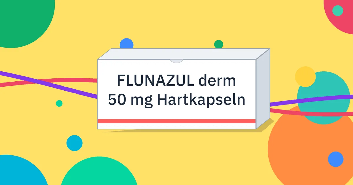 Symbolbild: Packung mit der Aufschrift FLUNAZUL derm 50 mg Hartkapseln (PZN 04103808) – Verfügbarkeit und Bezug in Apotheken in Frankfurt am Main