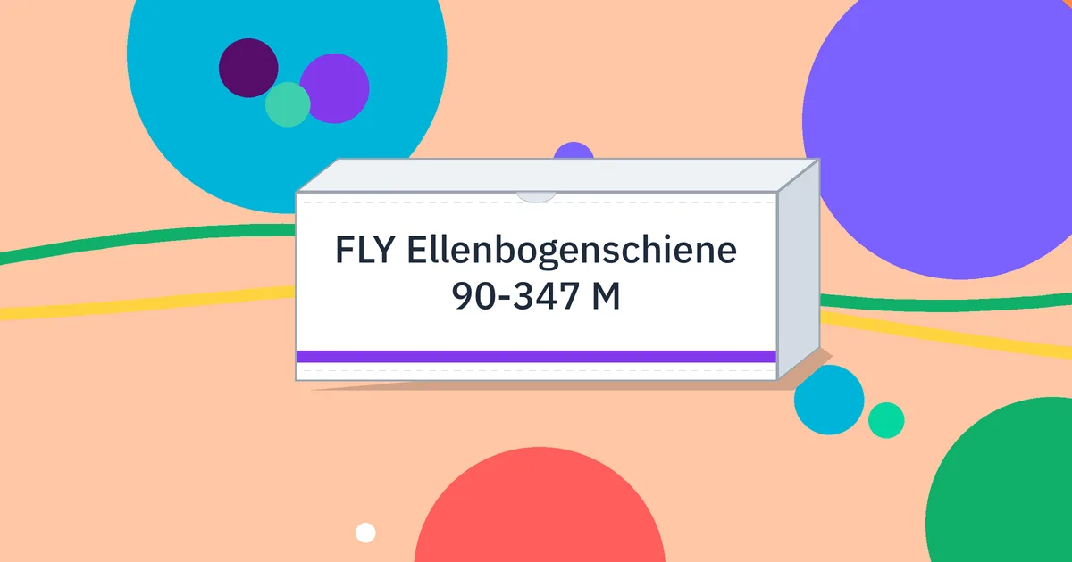 Symbolbild: Packung mit der Aufschrift FLY Ellenbogenschiene 90-347 M (PZN 10539585) – Verfügbarkeit und Bezug in Apotheken in Frankfurt am Main