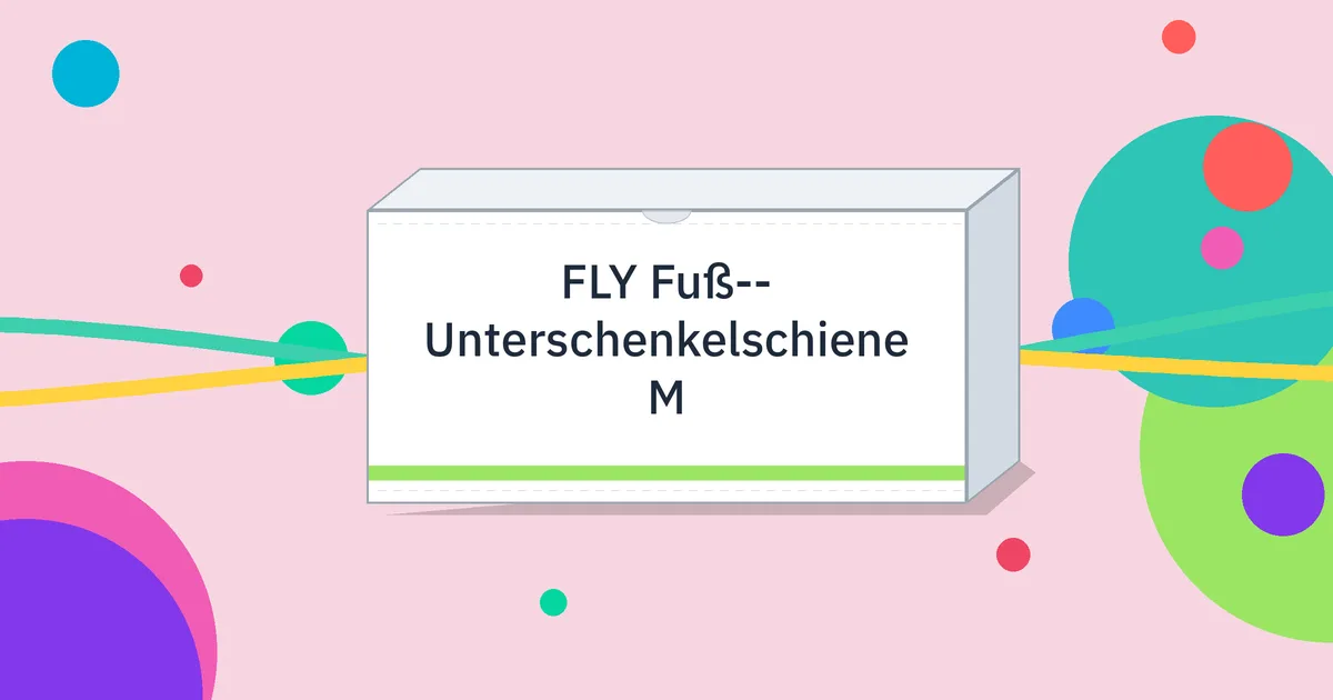 Symbolbild: Packung mit der Aufschrift FLY Fuß--Unterschenkelschiene M (PZN 10539680) – Verfügbarkeit und Bezug in Apotheken in Frankfurt am Main