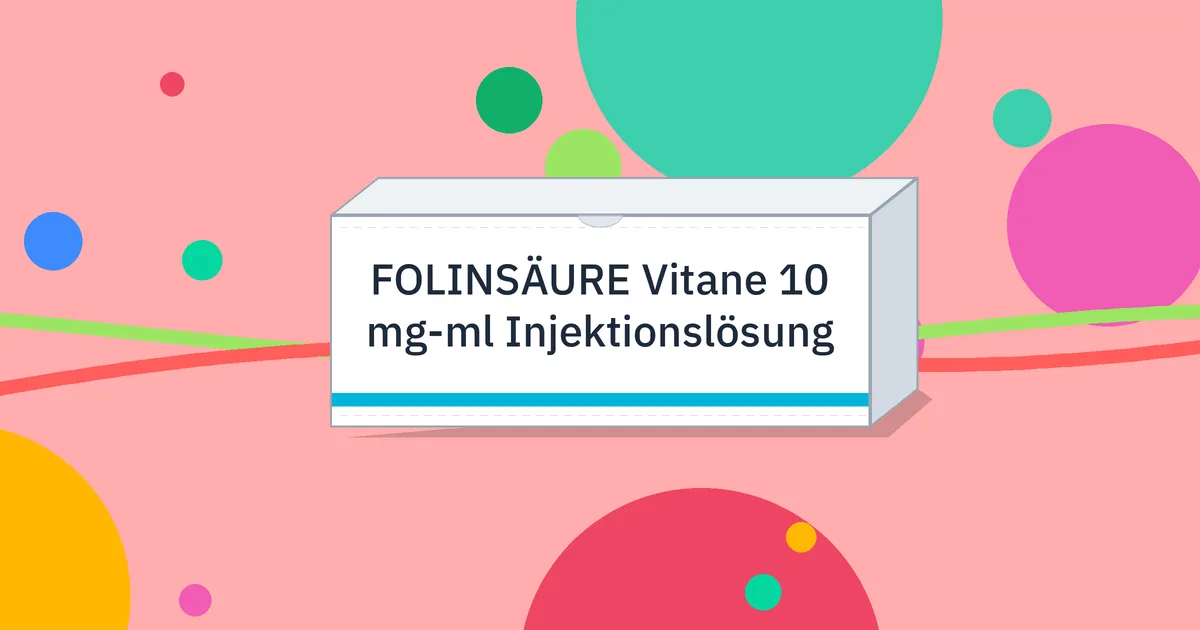 Symbolbild: Packung mit der Aufschrift FOLINSÄURE Vitane 10 mg-ml Injektionslösung (PZN 11519403) – Verfügbarkeit und Bezug in Apotheken in Frankfurt am Main