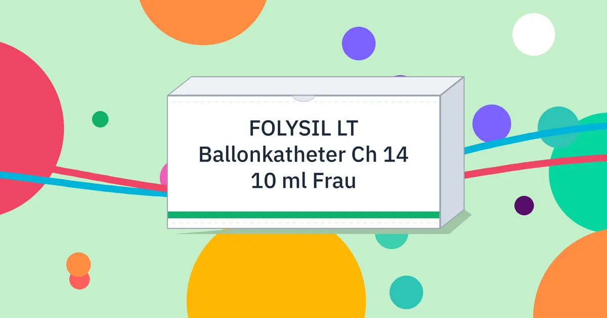 Symbolbild: Packung mit der Aufschrift FOLYSIL LT Ballonkatheter Ch 14 10 ml Frau (PZN 16514221) – Verfügbarkeit und Bezug in Apotheken in Frankfurt am Main