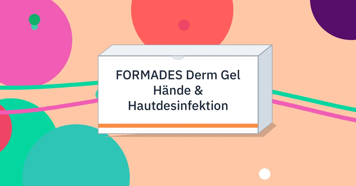 Symbolbild: Packung mit der Aufschrift FORMADES Derm Gel Hände & Hautdesinfektion (PZN 06582109) – Verfügbarkeit und Bezug in Apotheken in Frankfurt am Main
