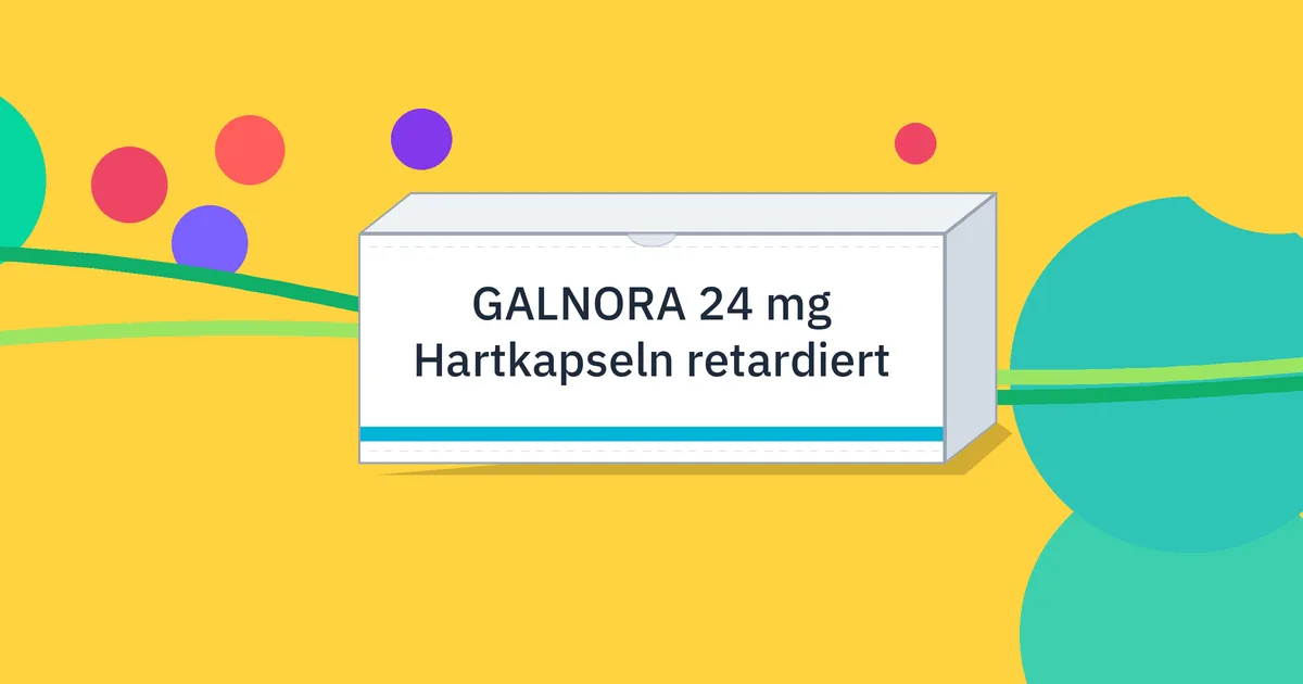 Symbolbild: Packung mit der Aufschrift GALNORA 24 mg Hartkapseln retardiert (PZN 09302079) – Verfügbarkeit und Bezug in Apotheken in Frankfurt am Main