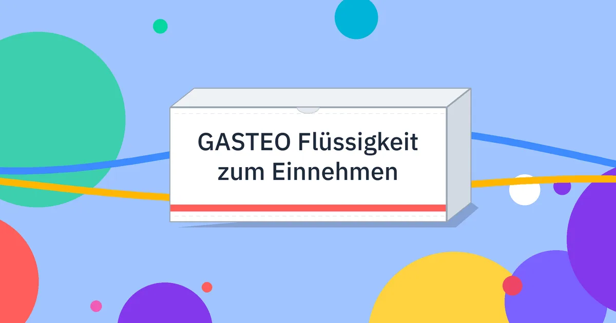 Symbolbild: Packung mit der Aufschrift GASTEO Flüssigkeit zum Einnehmen (PZN 10738445) – Verfügbarkeit und Bezug in Apotheken in Frankfurt am Main