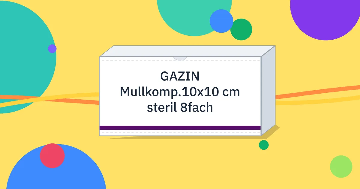 Symbolbild: Packung mit der Aufschrift GAZIN Mullkomp.10x10 cm steril 8fach (PZN 17831892) – Verfügbarkeit und Bezug in Apotheken in Frankfurt am Main