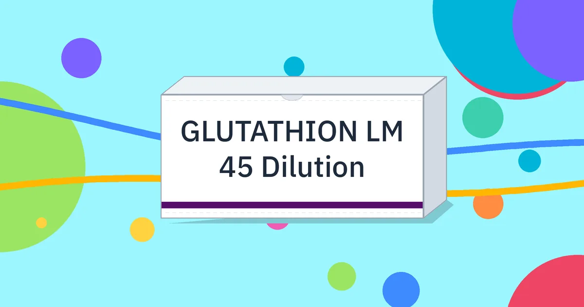 Symbolbild: Packung mit der Aufschrift GLUTATHION LM 45 Dilution (PZN 12880124) – Verfügbarkeit und Bezug in Apotheken in Frankfurt am Main