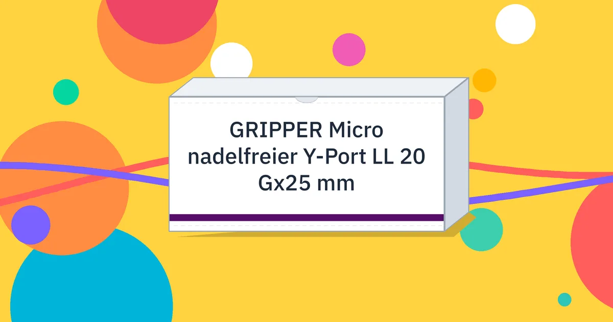 Symbolbild: Packung mit der Aufschrift GRIPPER Micro nadelfreier Y-Port LL 20 Gx25 mm (PZN 16747379) – Verfügbarkeit und Bezug in Apotheken in Frankfurt am Main