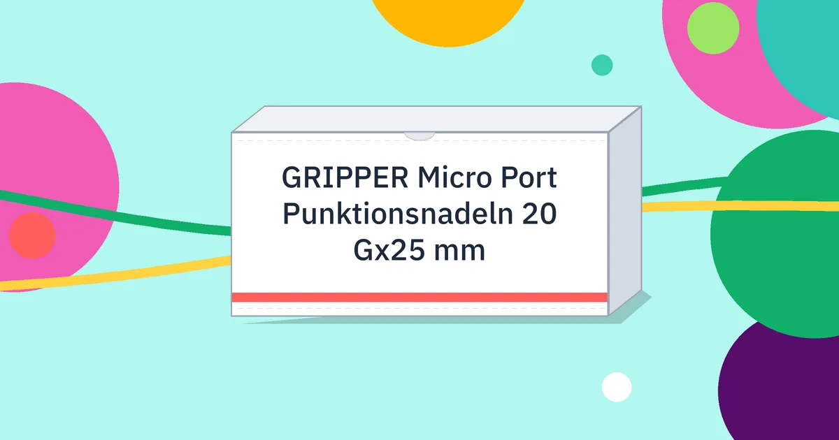 Symbolbild: Packung mit der Aufschrift GRIPPER Micro Port Punktionsnadeln 20 Gx25 mm (PZN 00235246) – Verfügbarkeit und Bezug in Apotheken in Frankfurt am Main