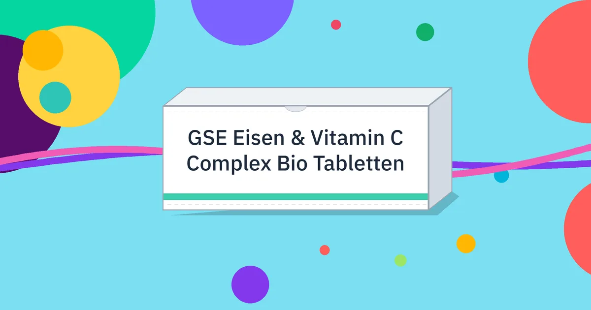 Symbolbild: Packung mit der Aufschrift GSE Eisen & Vitamin C Complex Bio Tabletten (PZN 19409163) – Verfügbarkeit und Bezug in Apotheken in Frankfurt am Main