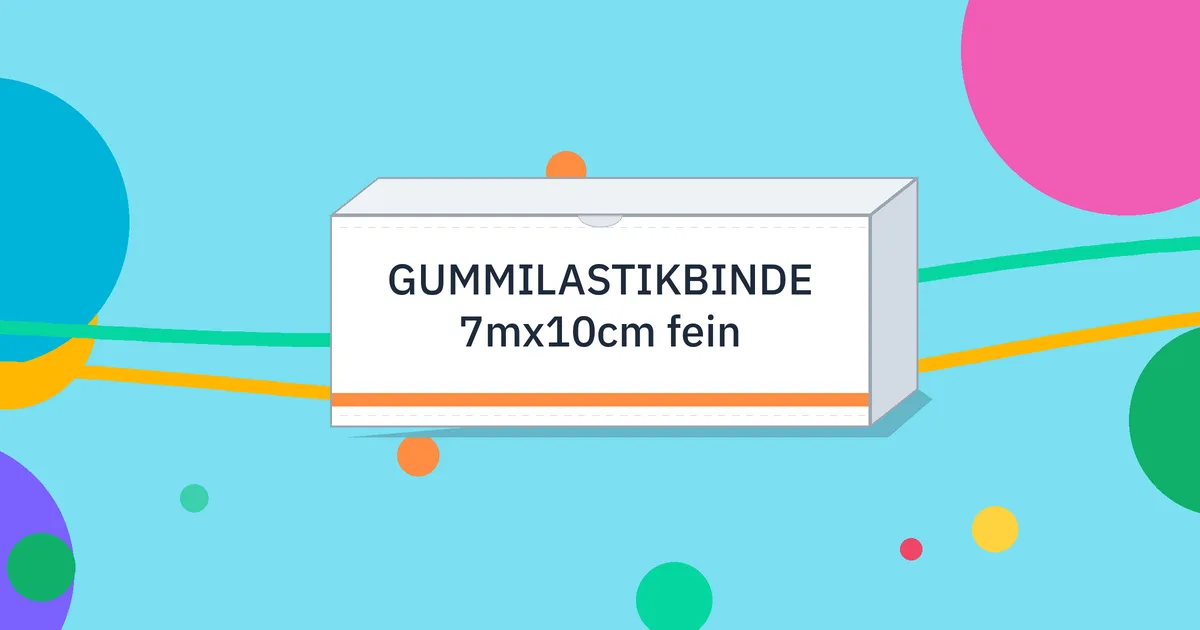 Symbolbild: Packung mit der Aufschrift GUMMILASTIKBINDE 7mx10cm fein (PZN 01721411) – Verfügbarkeit und Bezug in Apotheken in Frankfurt am Main