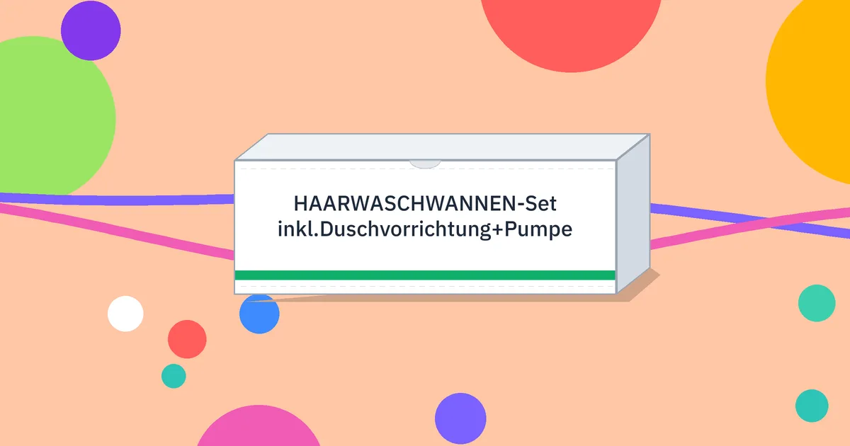 Symbolbild: Packung mit der Aufschrift HAARWASCHWANNEN-Set inkl.Duschvorrichtung+Pumpe (PZN 10075654) – Verfügbarkeit und Bezug in Apotheken in Frankfurt am Main
