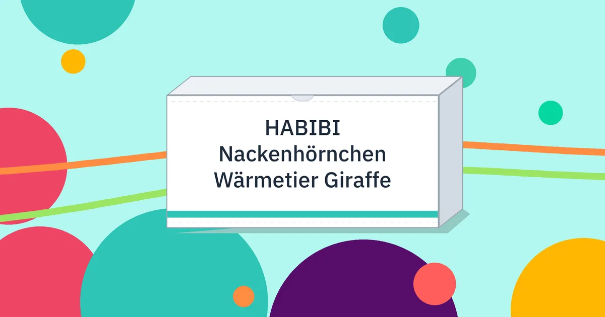 Symbolbild: Packung mit der Aufschrift HABIBI Nackenhörnchen Wärmetier Giraffe (PZN 15747319) – Verfügbarkeit und Bezug in Apotheken in Frankfurt am Main