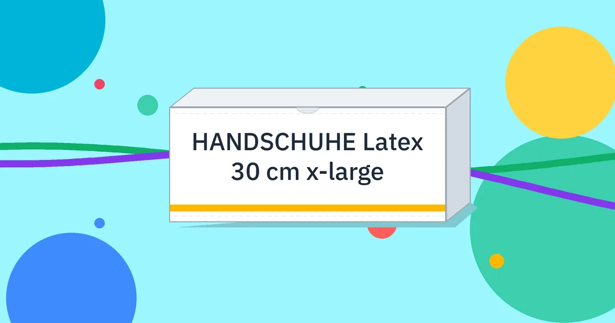 Symbolbild: Packung mit der Aufschrift HANDSCHUHE Latex 30 cm x-large (PZN 09287523) – Verfügbarkeit und Bezug in Apotheken in Frankfurt am Main