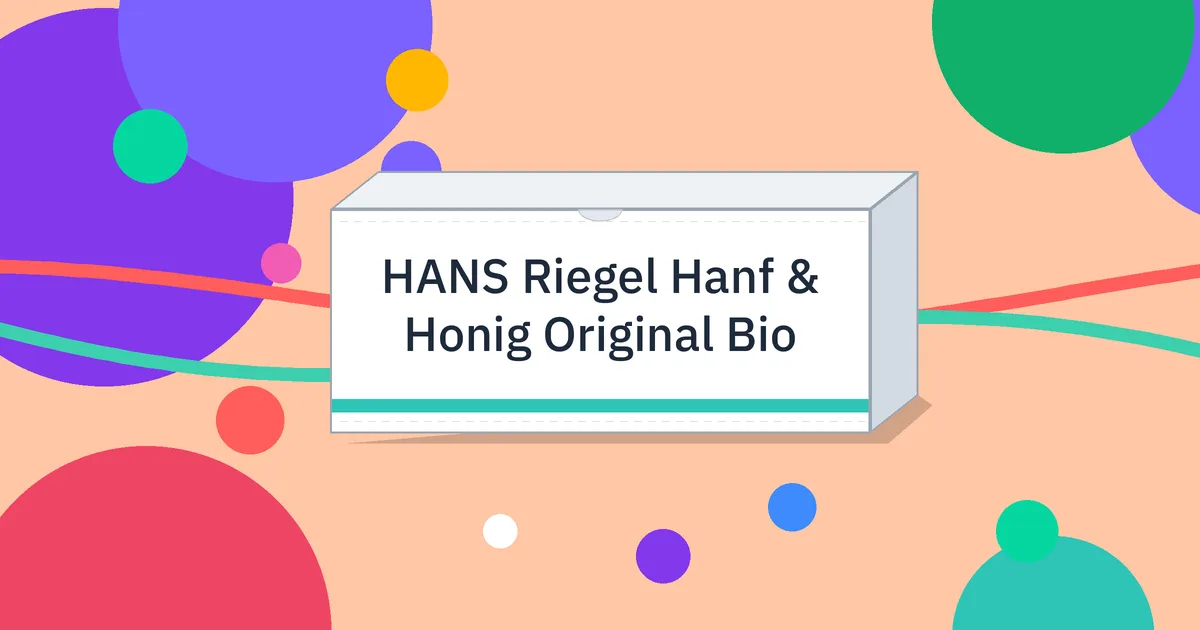 Symbolbild: Packung mit der Aufschrift HANS Riegel Hanf & Honig Original Bio (PZN 17421438) – Verfügbarkeit und Bezug in Apotheken in Frankfurt am Main