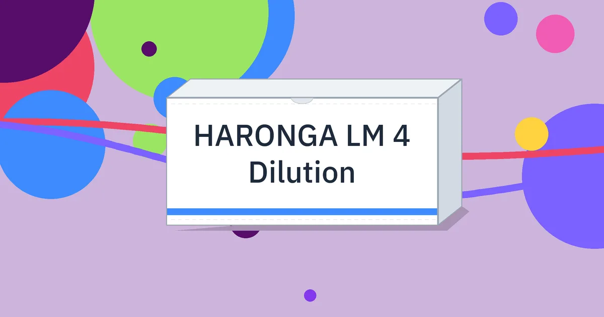 Symbolbild: Packung mit der Aufschrift HARONGA LM 4 Dilution (PZN 13550156) – Verfügbarkeit und Bezug in Apotheken in Frankfurt am Main