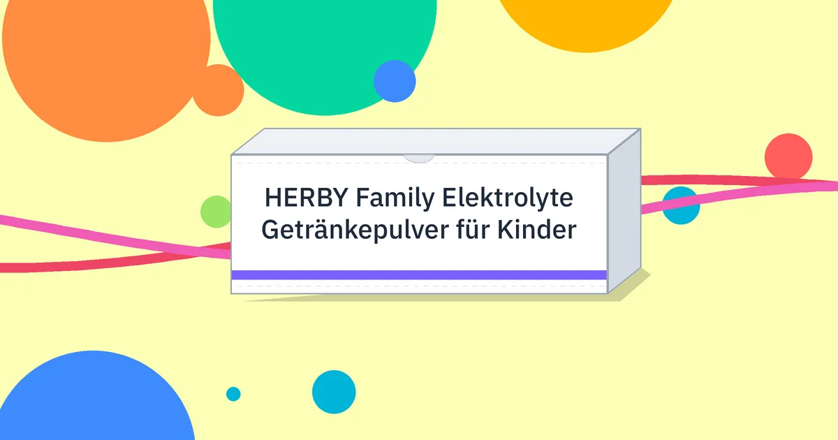 Symbolbild: Packung mit der Aufschrift HERBY Family Elektrolyte Getränkepulver für Kinder (PZN 20313988) – Verfügbarkeit und Bezug in Apotheken in Frankfurt am Main