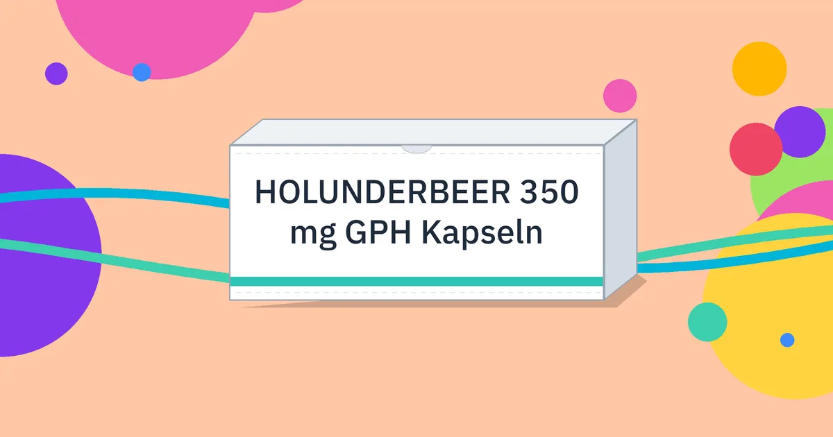 Symbolbild: Packung mit der Aufschrift HOLUNDERBEER 350 mg GPH Kapseln (PZN 06922806) – Verfügbarkeit und Bezug in Apotheken in Frankfurt am Main