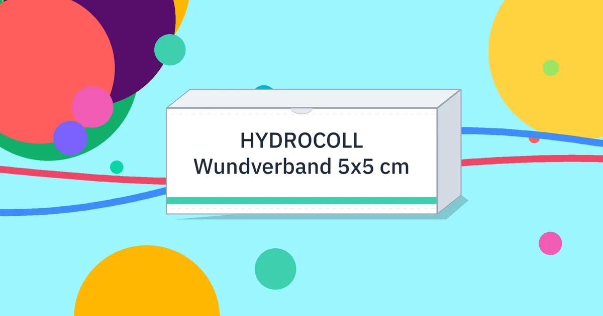 Symbolbild: Packung mit der Aufschrift HYDROCOLL Wundverband 5x5 cm (PZN 19235473) – Verfügbarkeit und Bezug in Apotheken in Frankfurt am Main