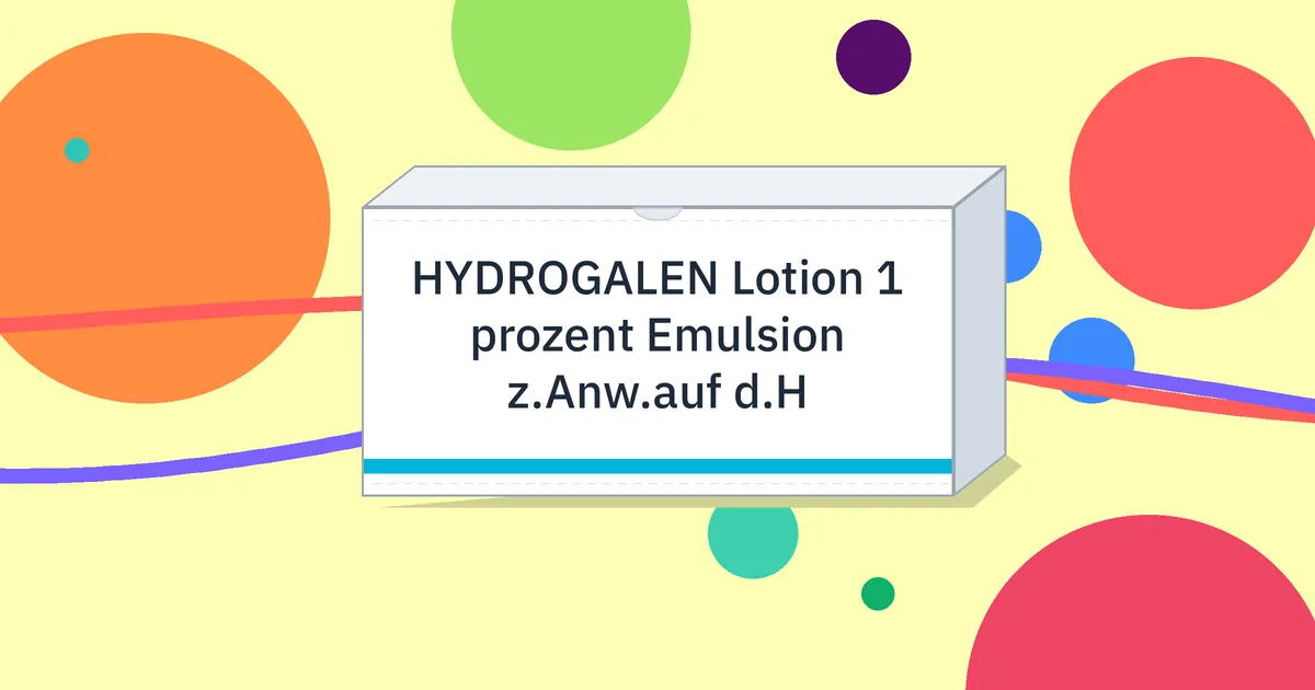 Symbolbild: Packung mit der Aufschrift HYDROGALEN Lotion 1 prozent Emulsion z.Anw.auf d.H (PZN 01356466) – Verfügbarkeit und Bezug in Apotheken in Frankfurt am Main