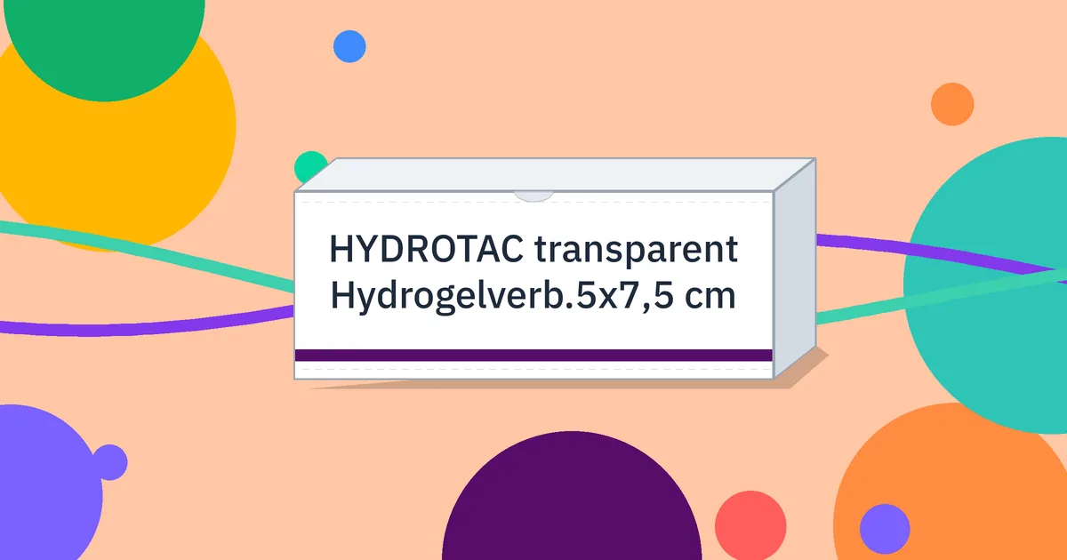 Symbolbild: Packung mit der Aufschrift HYDROTAC transparent Hydrogelverb.5x7,5 cm (PZN 20691443) – Verfügbarkeit und Bezug in Apotheken in Frankfurt am Main