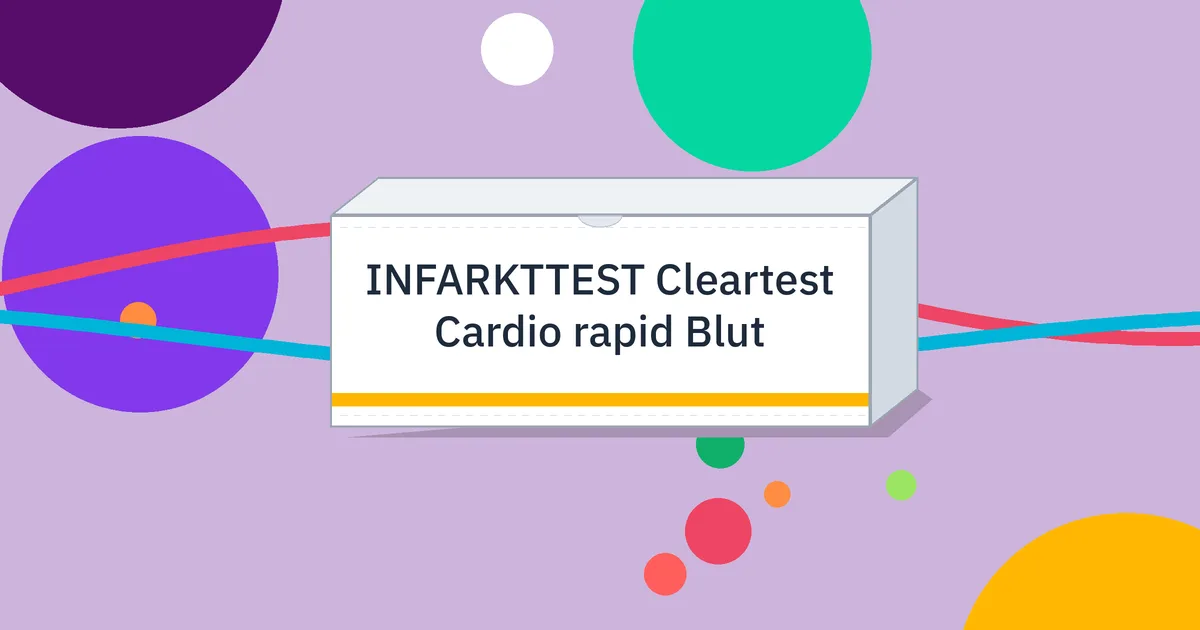 Symbolbild: Packung mit der Aufschrift INFARKTTEST Cleartest Cardio rapid Blut (PZN 14305068) – Verfügbarkeit und Bezug in Apotheken in Frankfurt am Main