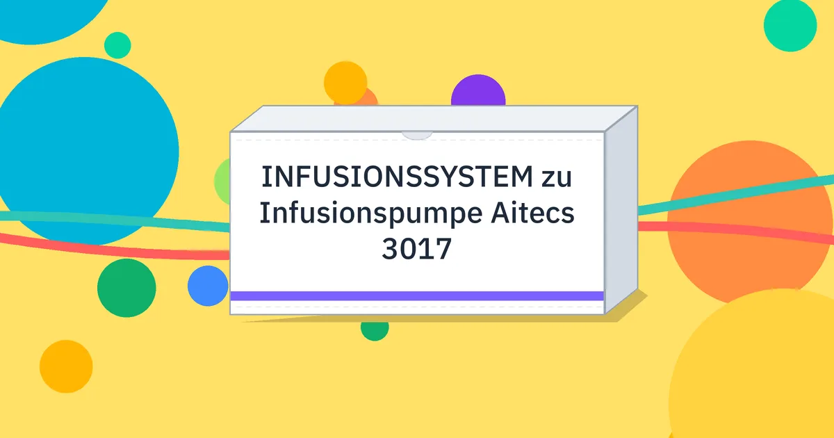 Symbolbild: Packung mit der Aufschrift INFUSIONSSYSTEM zu Infusionspumpe Aitecs 3017 (PZN 14041333) – Verfügbarkeit und Bezug in Apotheken in Frankfurt am Main