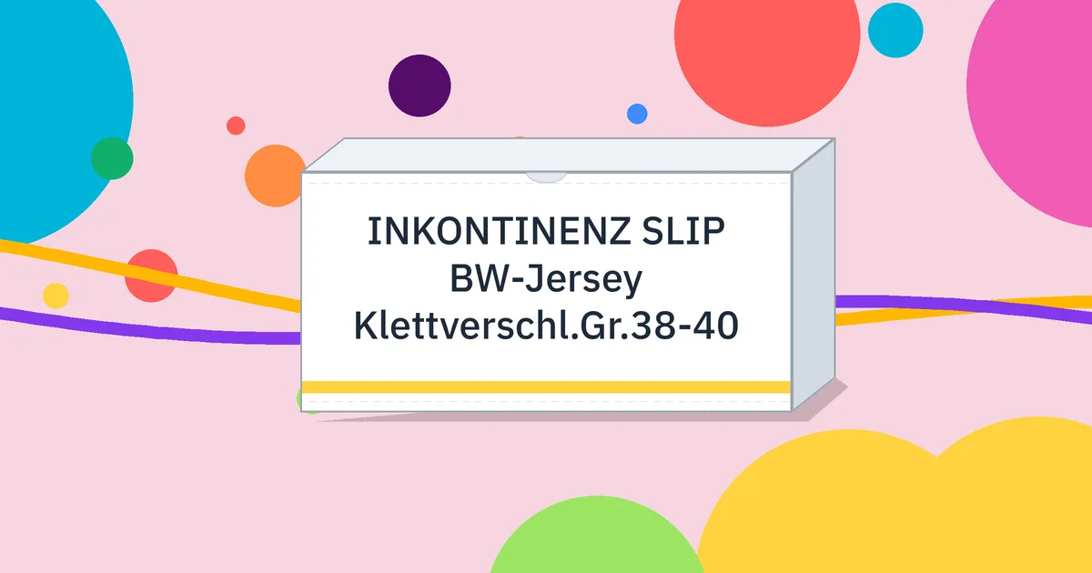 Symbolbild: Packung mit der Aufschrift INKONTINENZ SLIP BW-Jersey Klettverschl.Gr.38-40 (PZN 10217798) – Verfügbarkeit und Bezug in Apotheken in Frankfurt am Main