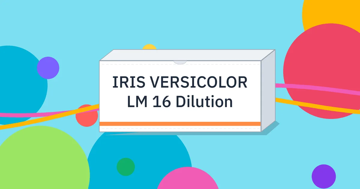 Symbolbild: Packung mit der Aufschrift IRIS VERSICOLOR LM 16 Dilution (PZN 12914857) – Verfügbarkeit und Bezug in Apotheken in Frankfurt am Main