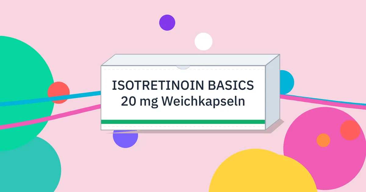 Symbolbild: Packung mit der Aufschrift ISOTRETINOIN BASICS 20 mg Weichkapseln (PZN 13426870) – Verfügbarkeit und Bezug in Apotheken in Frankfurt am Main