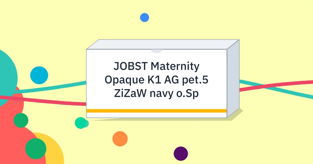 Symbolbild: Packung mit der Aufschrift JOBST Maternity Opaque K1 AG pet.5 ZiZaW navy o.Sp (PZN 15859774) – Verfügbarkeit und Bezug in Apotheken in Frankfurt am Main