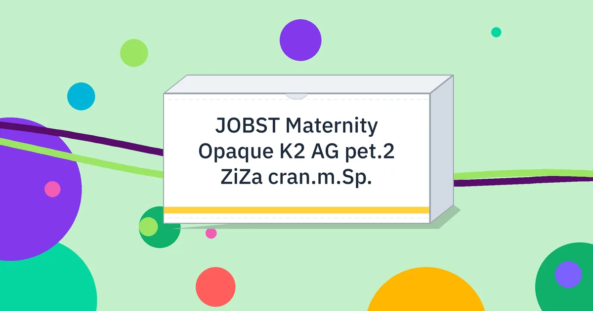 Symbolbild: Packung mit der Aufschrift JOBST Maternity Opaque K2 AG pet.2 ZiZa cran.m.Sp. (PZN 15858438) – Verfügbarkeit und Bezug in Apotheken in Frankfurt am Main