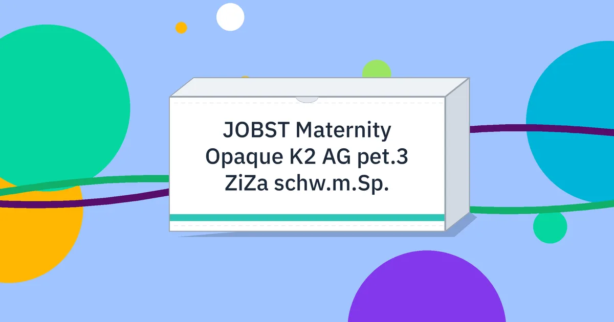Symbolbild: Packung mit der Aufschrift JOBST Maternity Opaque K2 AG pet.3 ZiZa schw.m.Sp. (PZN 15853760) – Verfügbarkeit und Bezug in Apotheken in Frankfurt am Main